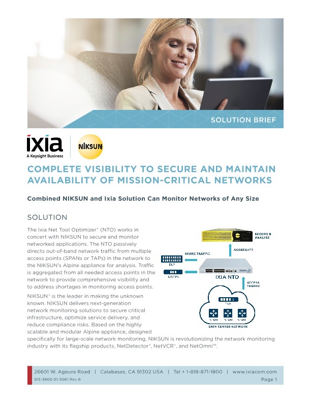 Complete Visibility to Secure and Maintain Availability of Mission-Critical Networks PDF Asset ...